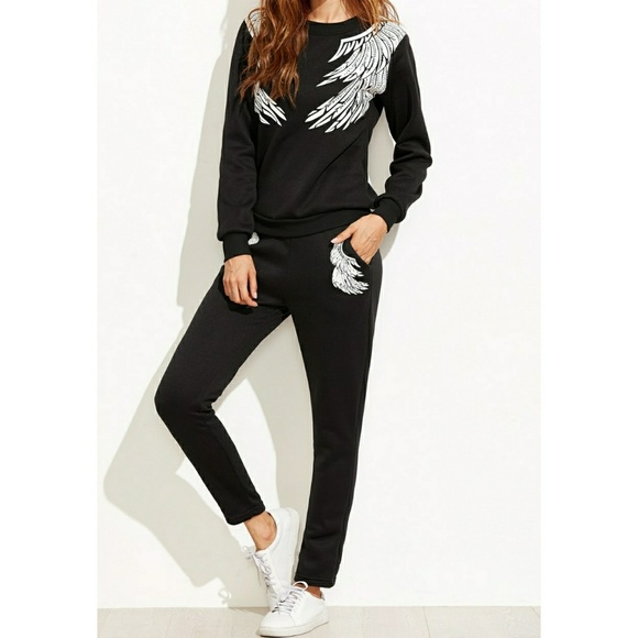 Unbranded | Tops | Viva Angel Wings Print Sweatshirt With Pants | Poshmark